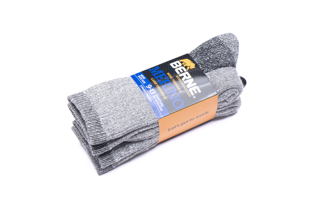 Merino Wool Crew Work Socks (2-PK) - S930BLK – Mister Safety Shoes Inc